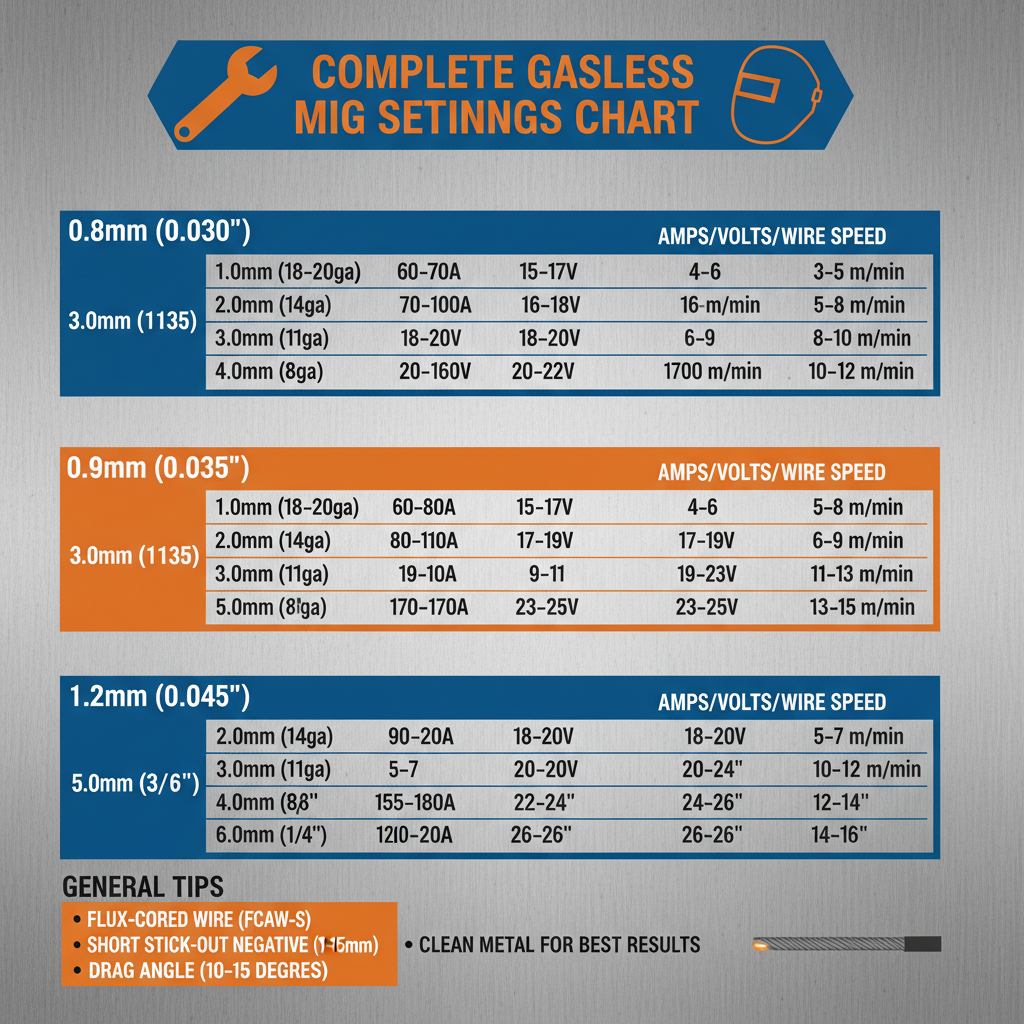 Gasless MIG Welding Settings Chart: Complete Guide to Wire Feed Speed ...